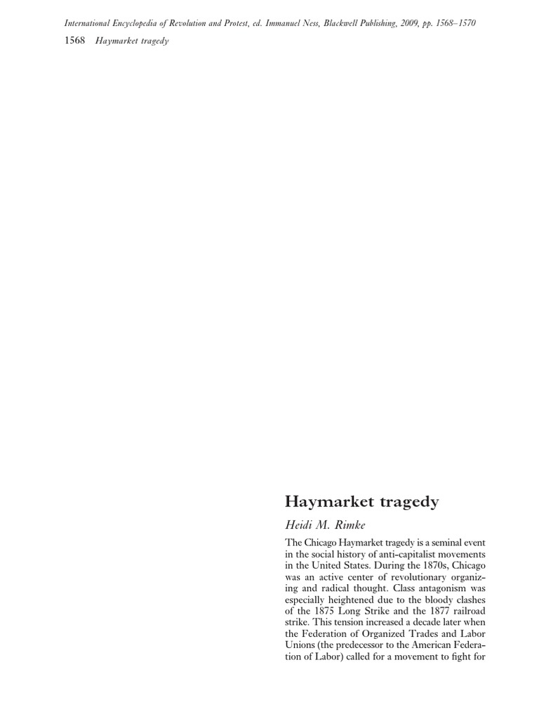 The Haymarket Tragedy | PDF | Labor Relations | Anarchism