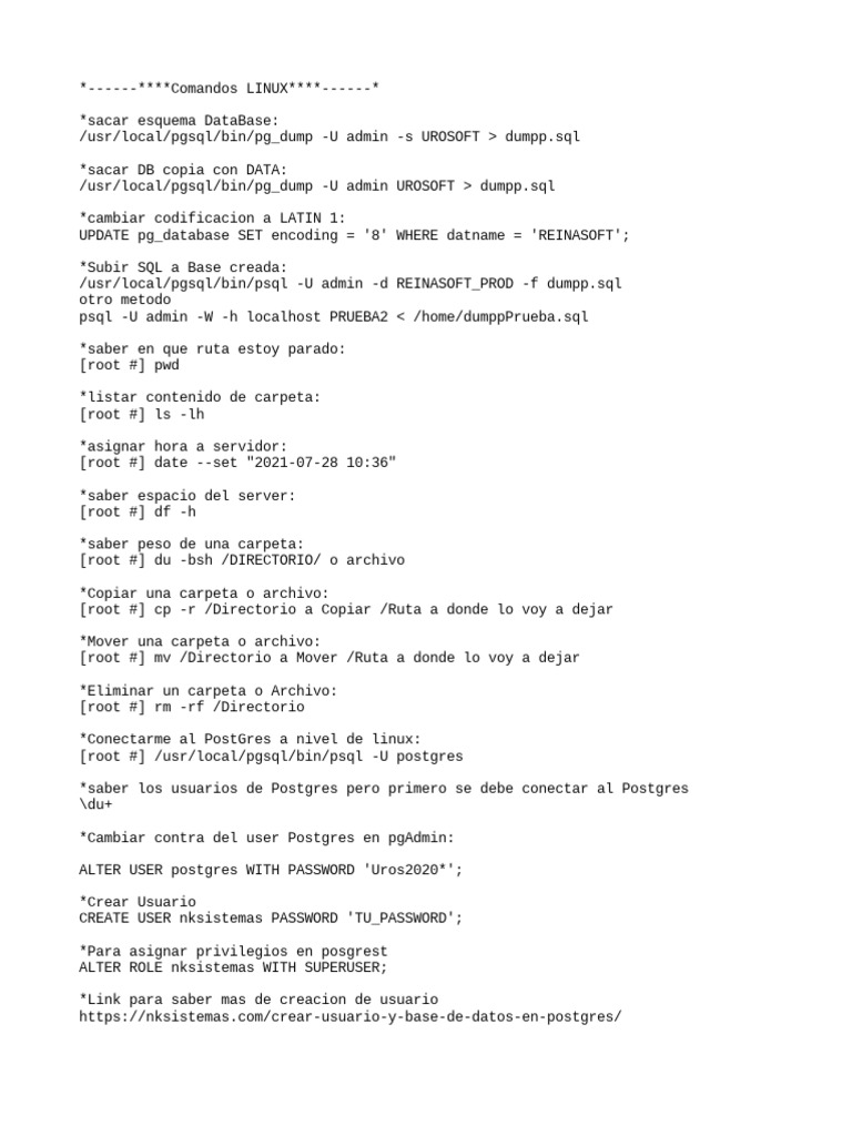 Comandos Linux - Server | PDF | Sistema de archivos | Servidor HTTP Apache