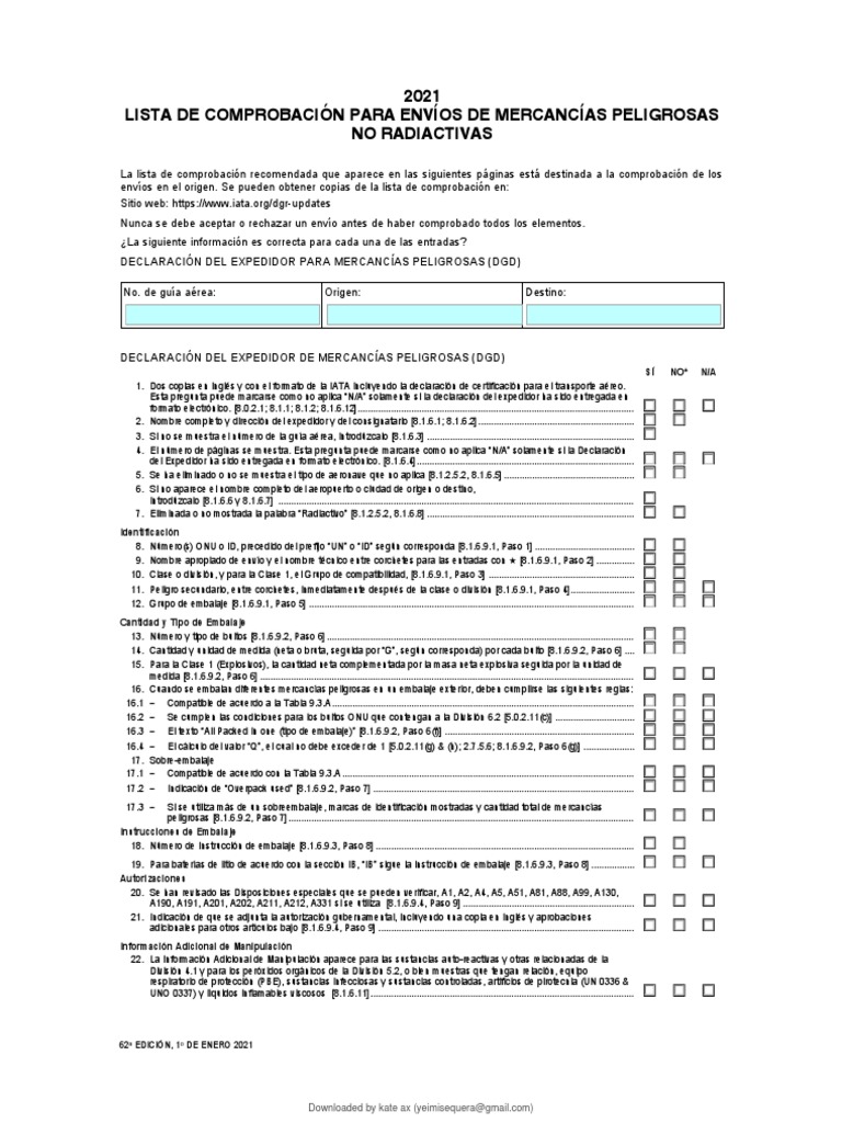 2021 Check LIST NO Radioactivo ESP | PDF