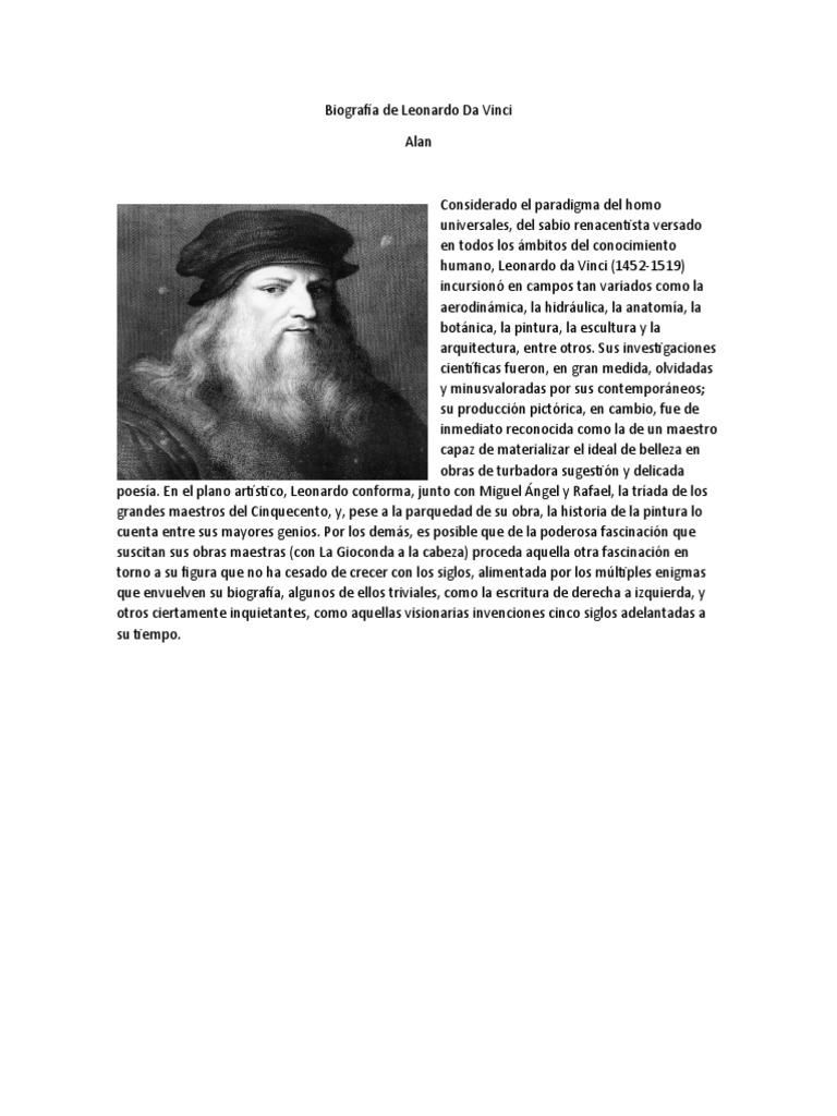 Biografía de Leonardo Da Vinci | PDF