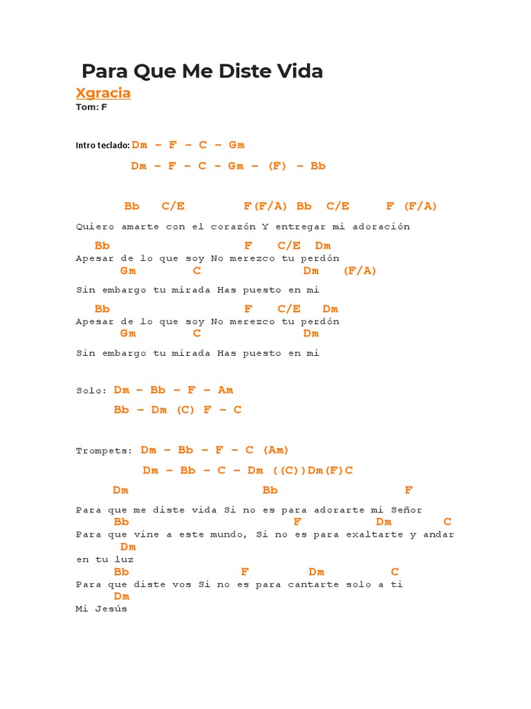 Para Que Me Diste Vida - Xgracia | PDF