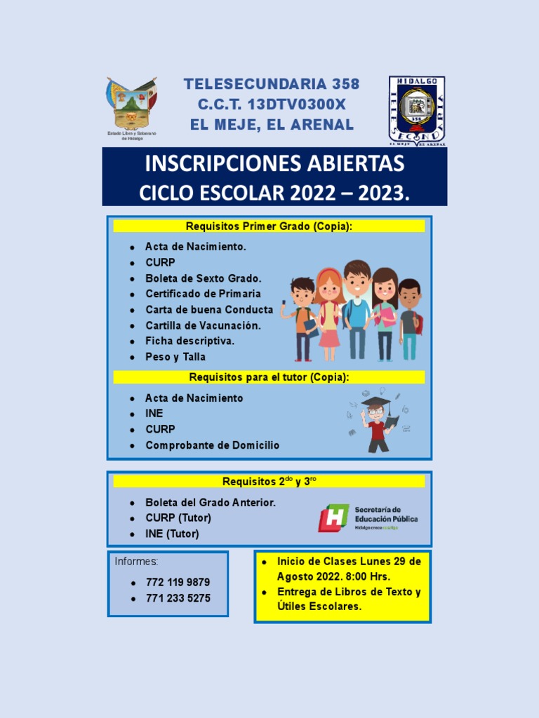 Inscripciones Telesecundaria 358 | PDF