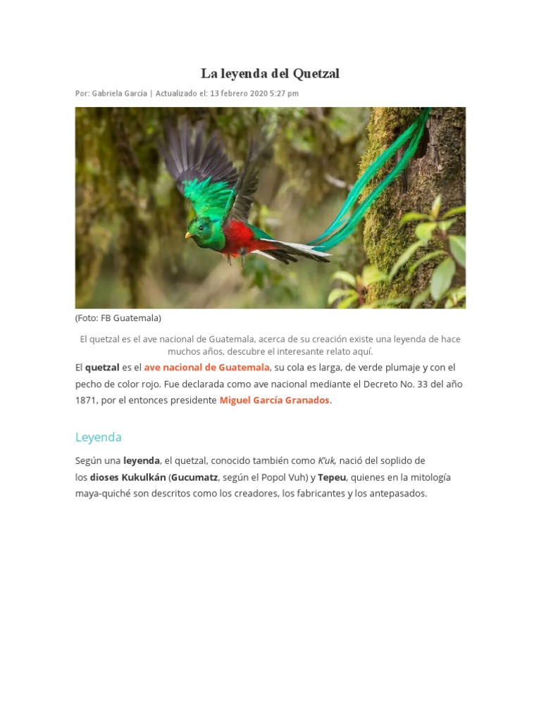 La Leyenda Del Quetzal | PDF