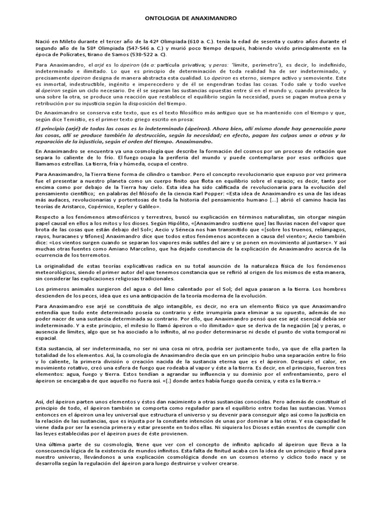 Anaximandro y su Filosofía del Ápeiron | PDF | Filosofía griega antigua ...