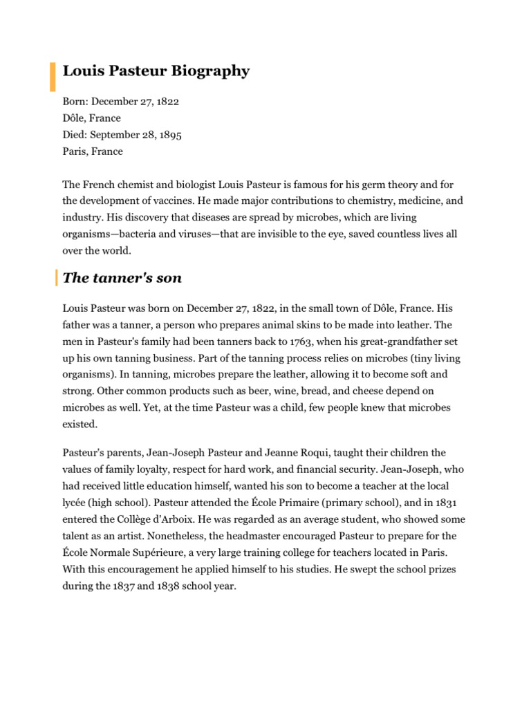 Louis Pasteur Biography | PDF | Louis Pasteur | Vaccines