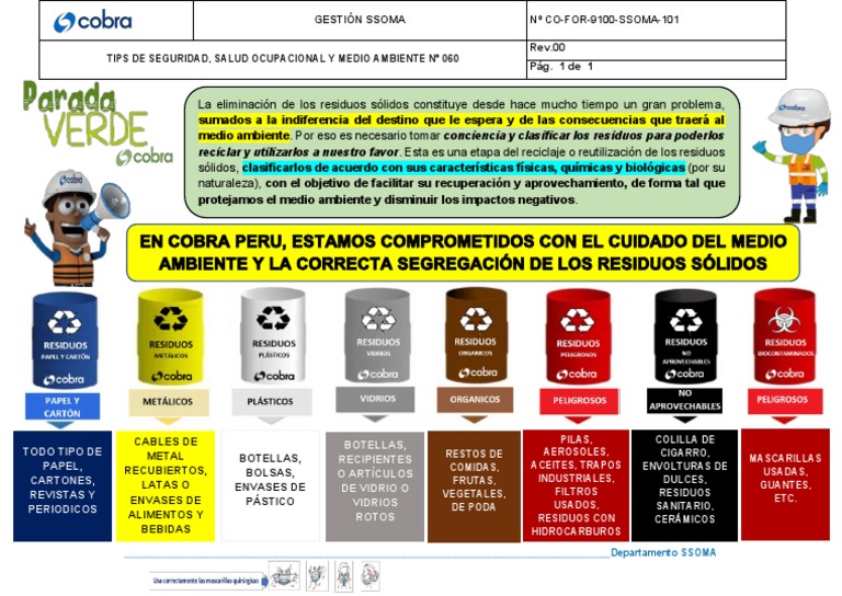 TIPS SSOMA #060 - Parada Verde | PDF | Residuos | Reciclaje TIPS SSOMA #060 - Parada Verde | PDF | Residuos | Reciclaje