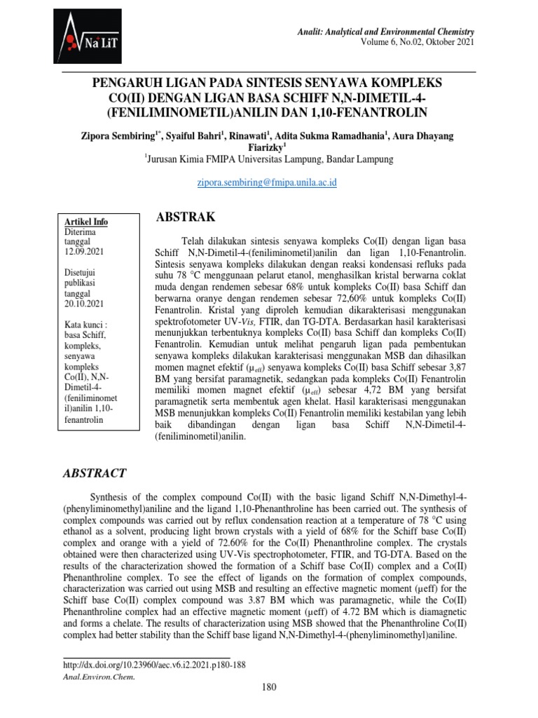 Pengaruh Ligan pada Kompleks Co(II) | PDF | Sains & Matematika