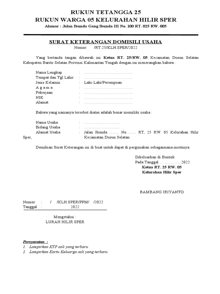 Blanko Rukun Tetangga 025 | PDF