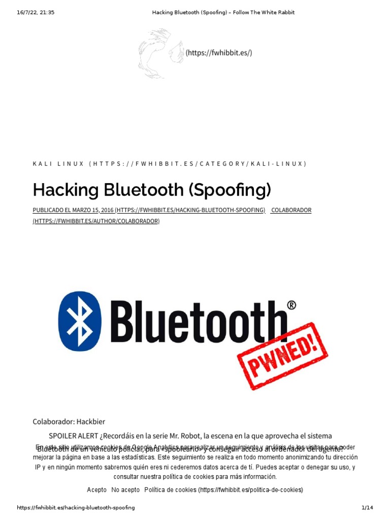 Hacking Bluetooth (Spoofing) - Follow The White Rabbit | PDF | Cookie HTTP | Bluetooth