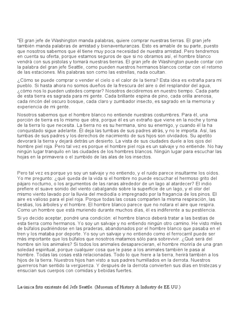 Carta Del Jefe Seattle | PDF
