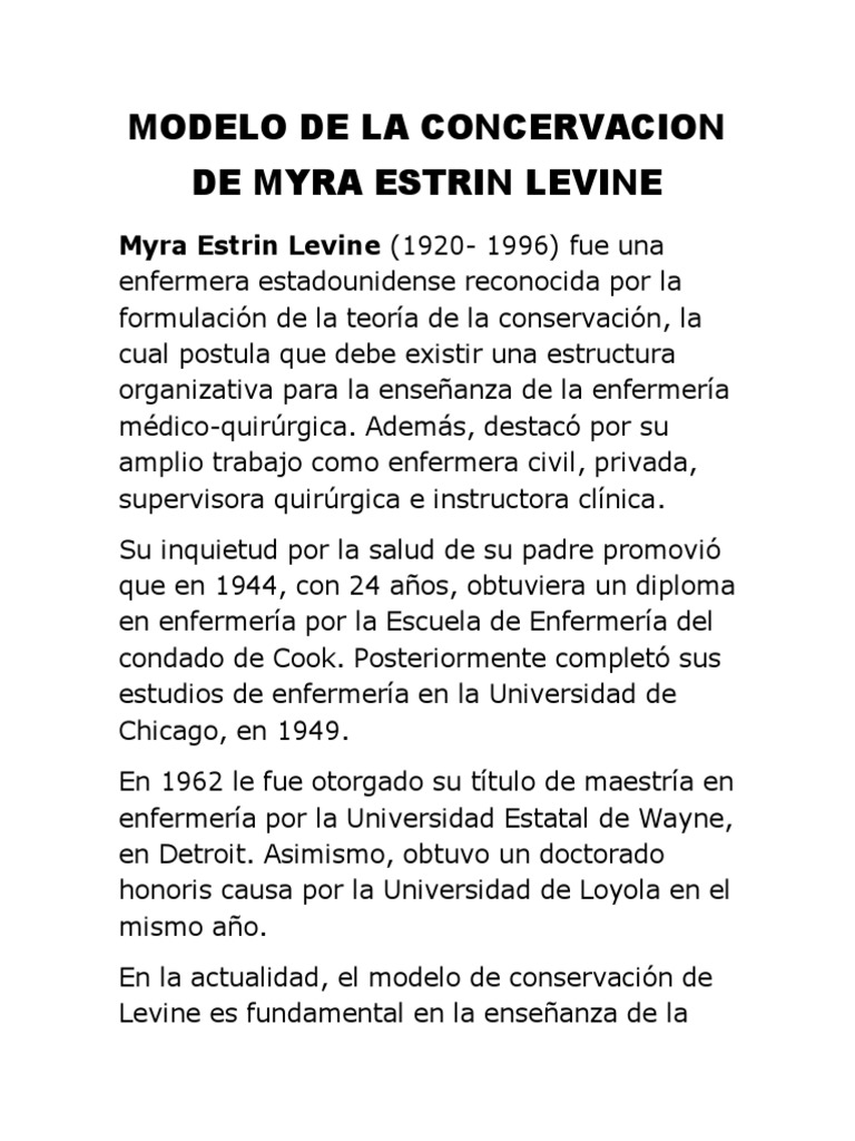 Modelo de La Concervacion de Myra Estrin Levine | PDF