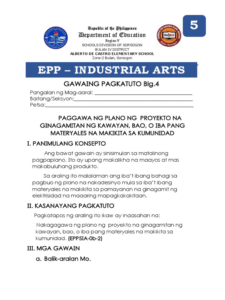 Epp5 - Ia - Gawaing Pagkatuto BLG 4 | PDF