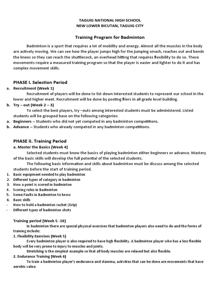 BAD Training Plan | Download Free PDF | Strength Training | Flexibility ...