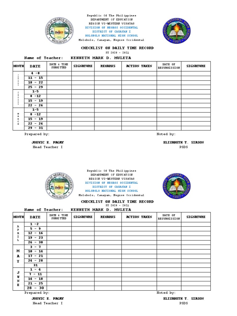 Checklist On DTR | PDF | Government | Government Related Organizations