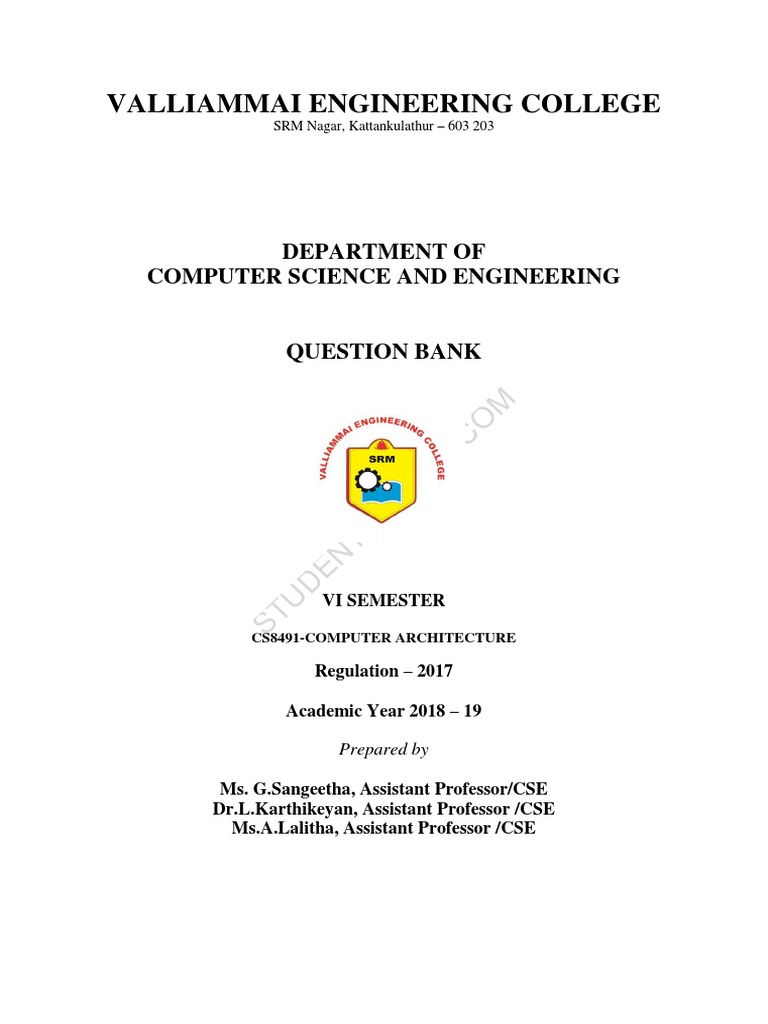 CS8491-Computer Architecture | PDF | Cpu Cache | Central Processing Unit