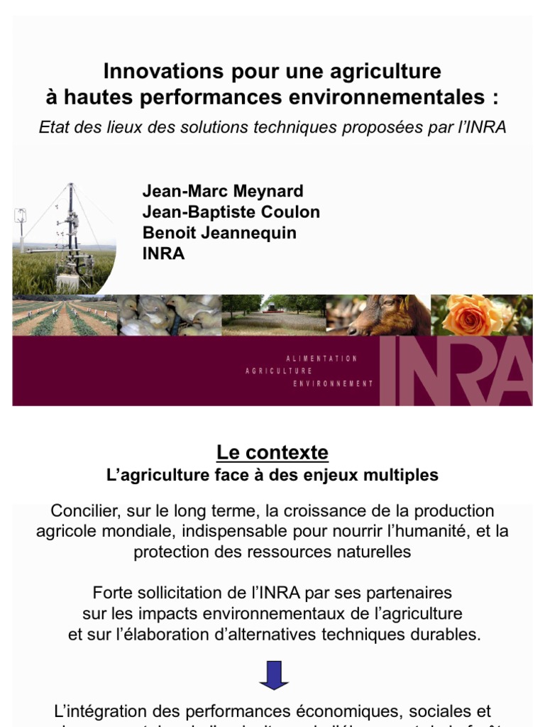 Innovations Pour Une Agriculture À Hautes Performances ...