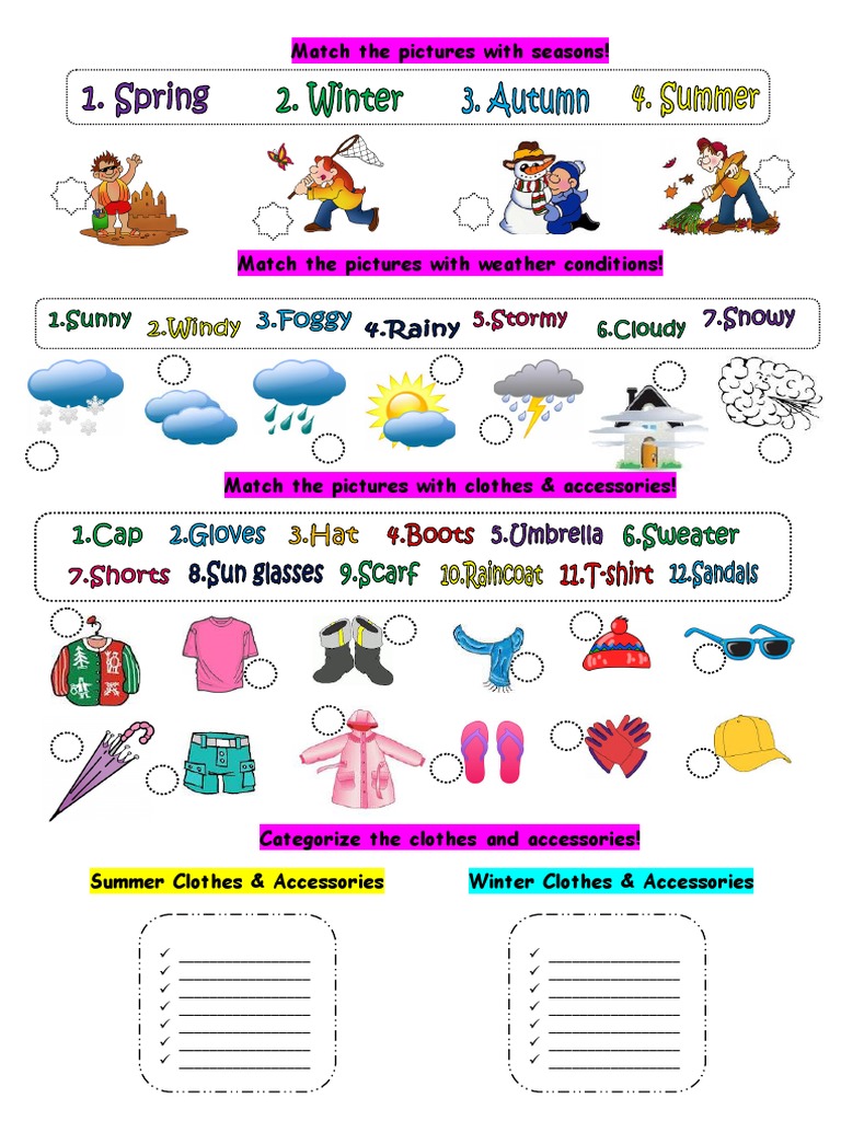 Weatherseasonsclothes Fun Activities Games - 36988 | PDF | Career ...