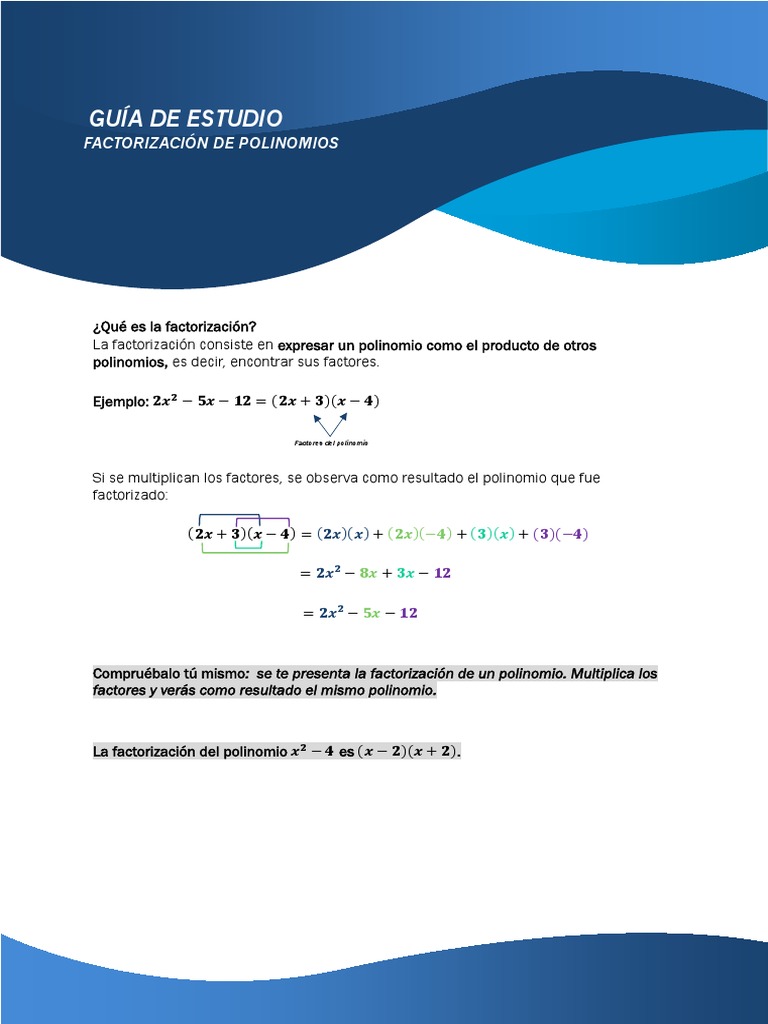 Guía de Estudio-Factorización | PDF | Factorización | Álgebra