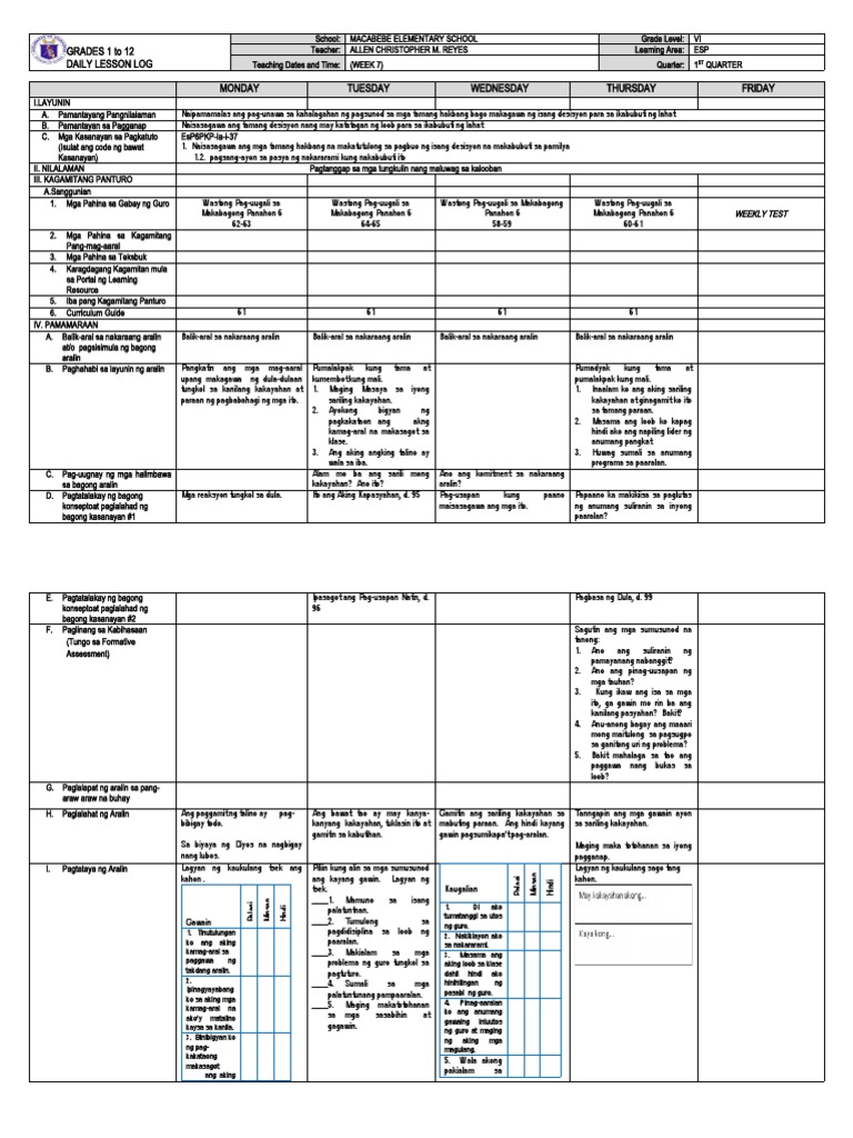 DLL - Esp 6 - Q1 - W7 | PDF
