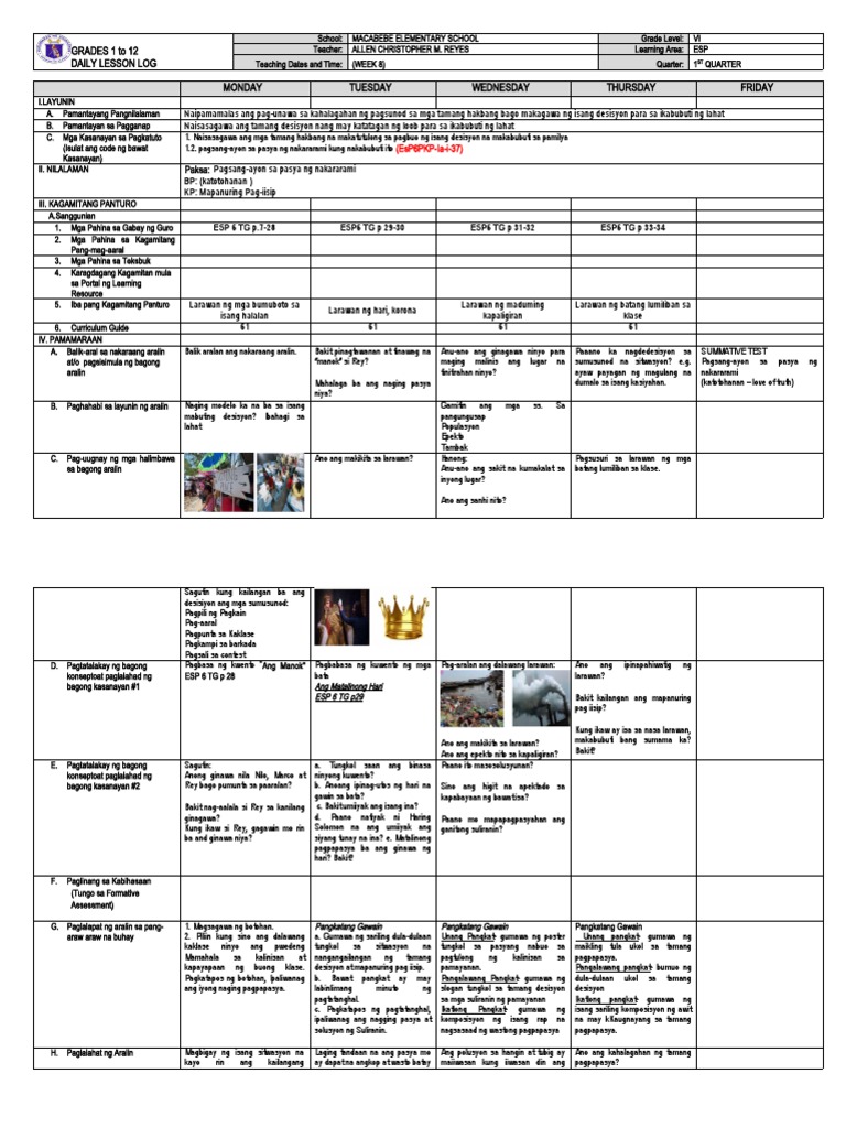 DLL - Esp 6 - Q1 - W8 | PDF