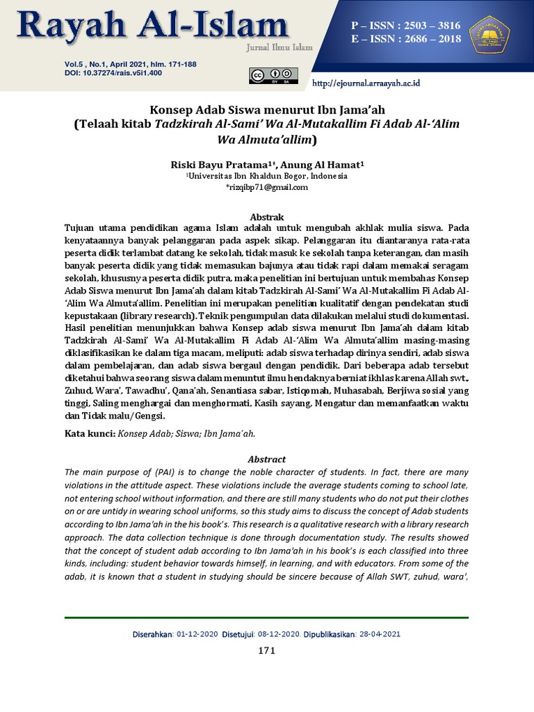 Adab Thalib Ibnu Jamaah | PDF