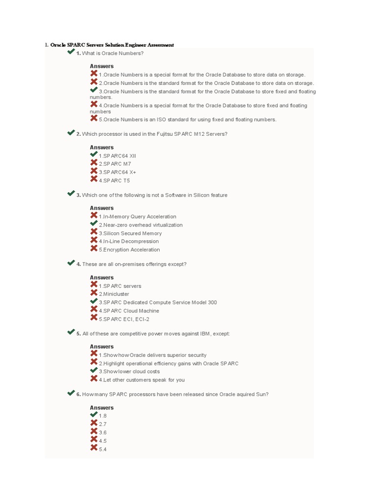 Answers Oracle Sparc Servers Solution Engineer Assessment Compress | PDF | Oracle Corporation ...