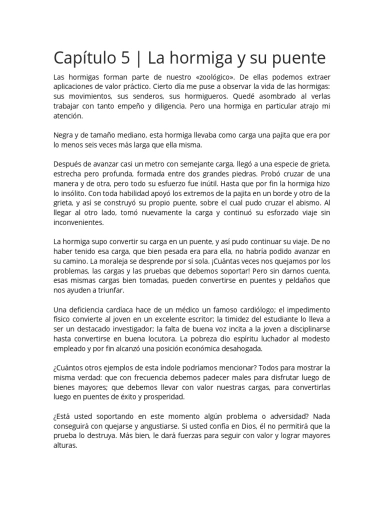 La hormiga y su puente de éxito | PDF