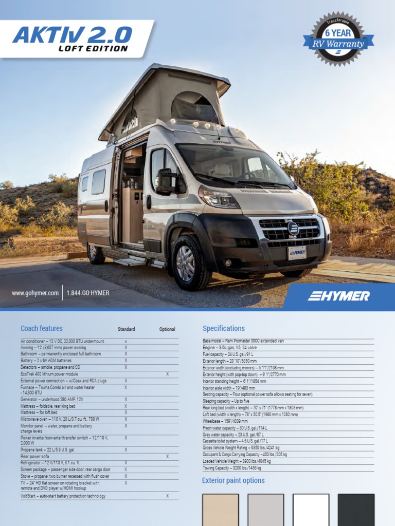 Hymer 2019 Aktiv Loft 2.0 USA | PDF | Recreational Vehicle | Anti Lock ...