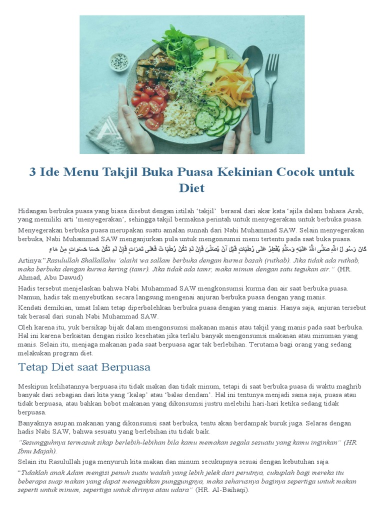 3 Ide Menu Takjil Buka Puasa Kekinian Cocok Untuk Diet | PDF