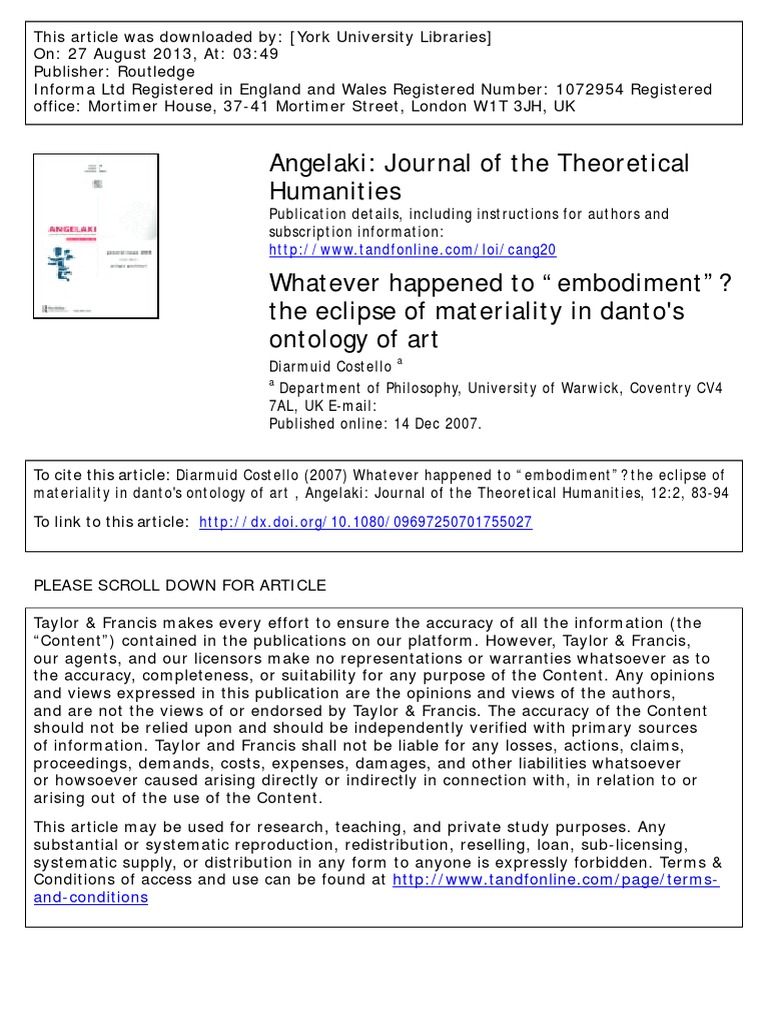 Whatever Happened To Embodiment | PDF | Aesthetics | Concept