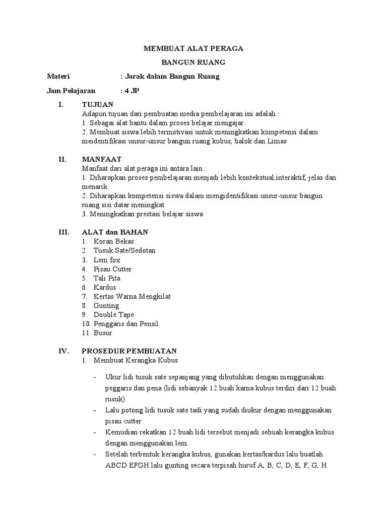 Alat Peraga Bangun Ruang: Panduan Lengkap | PDF | Karier & Perkembangan ...