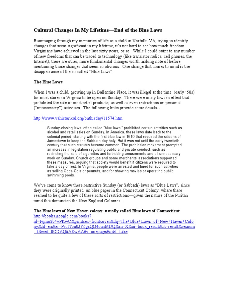 End of Virginia's Blue Laws | PDF | Prohibition | United States Travel