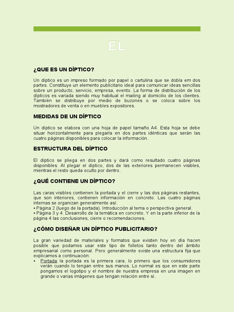 Estructura y Medidas del Díptico | PDF