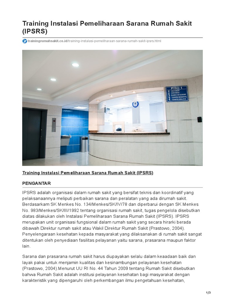 Trainingrumahsakit - Co.id-Training Instalasi Pemeliharaan Sarana Rumah Sakit IPSRS | PDF