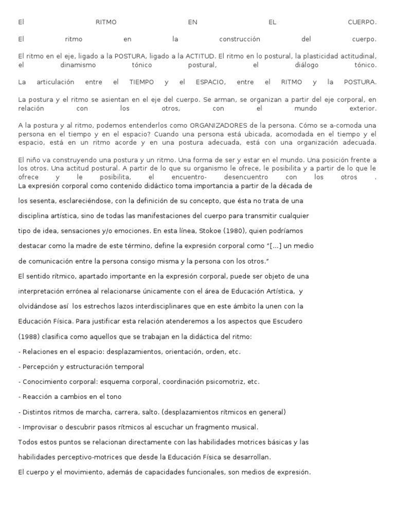 El Ritmo en El Cuerpo | PDF | Ritmo | Educación Física