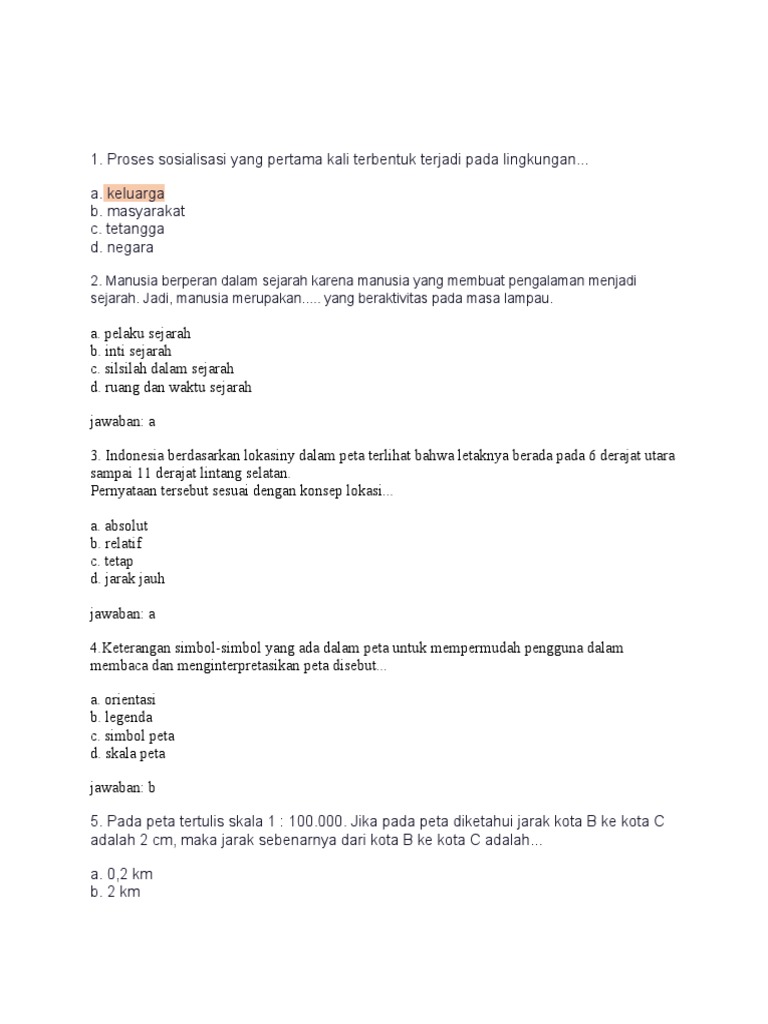 Soal Ips Kelas 7 Kurmer Semsester Ganjil | PDF