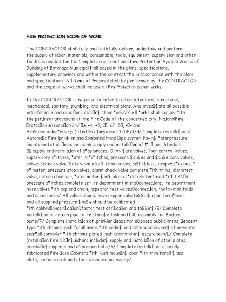 Scope of Work Fire Protection | PDF | Valve | Manufactured Goods