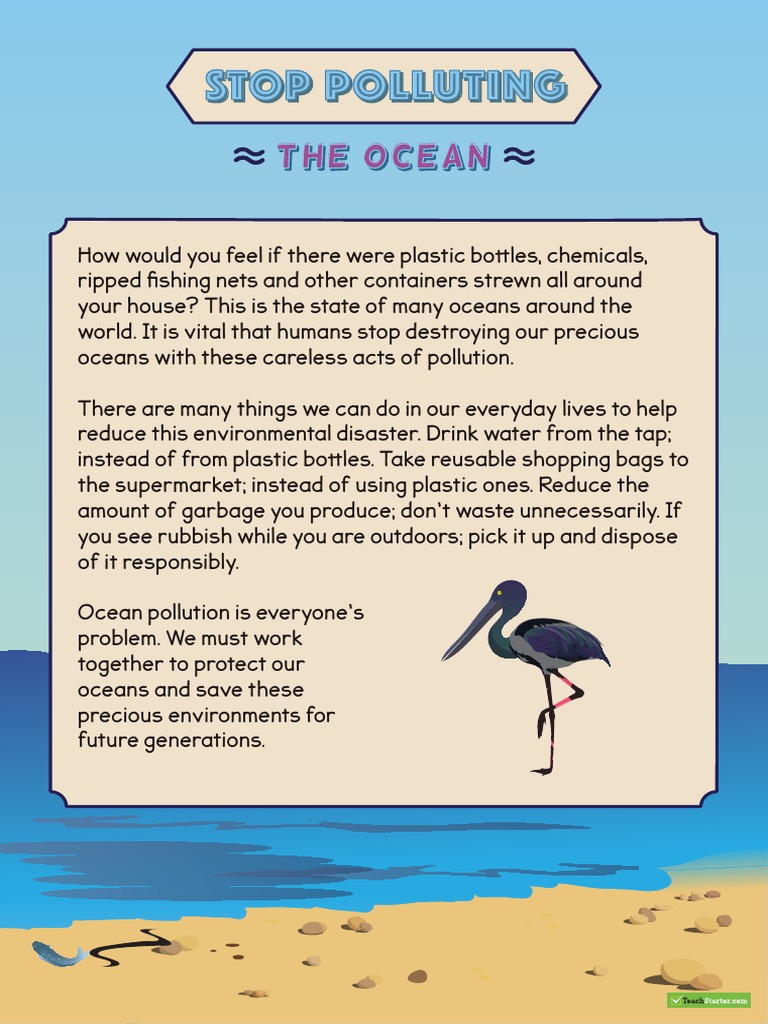Comprehension Stop Polluting The Ocean Colour | PDF | Pollution | Plastic