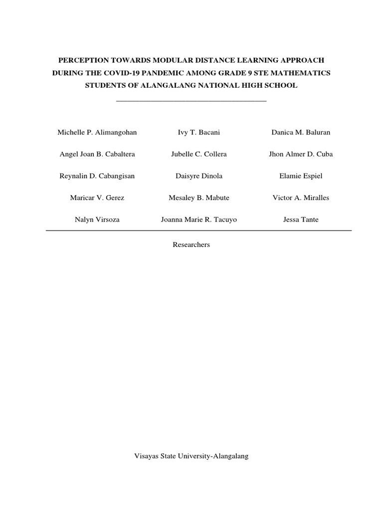 Perception Towards Modular Distance Lear | PDF | Learning | Teaching Method