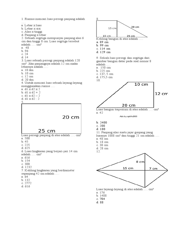 Soal Matematika Kls 6 SMT 2 Bangun Ruang | PDF