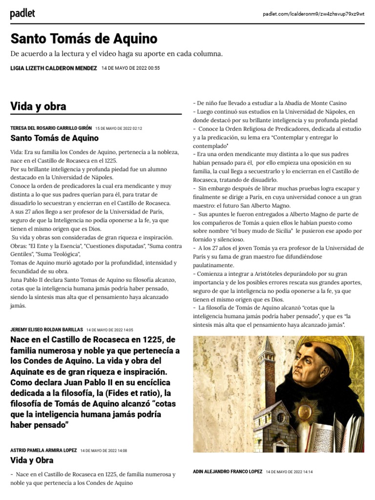 Santo Tomas | PDF | Tomás de Aquino | Aristóteles