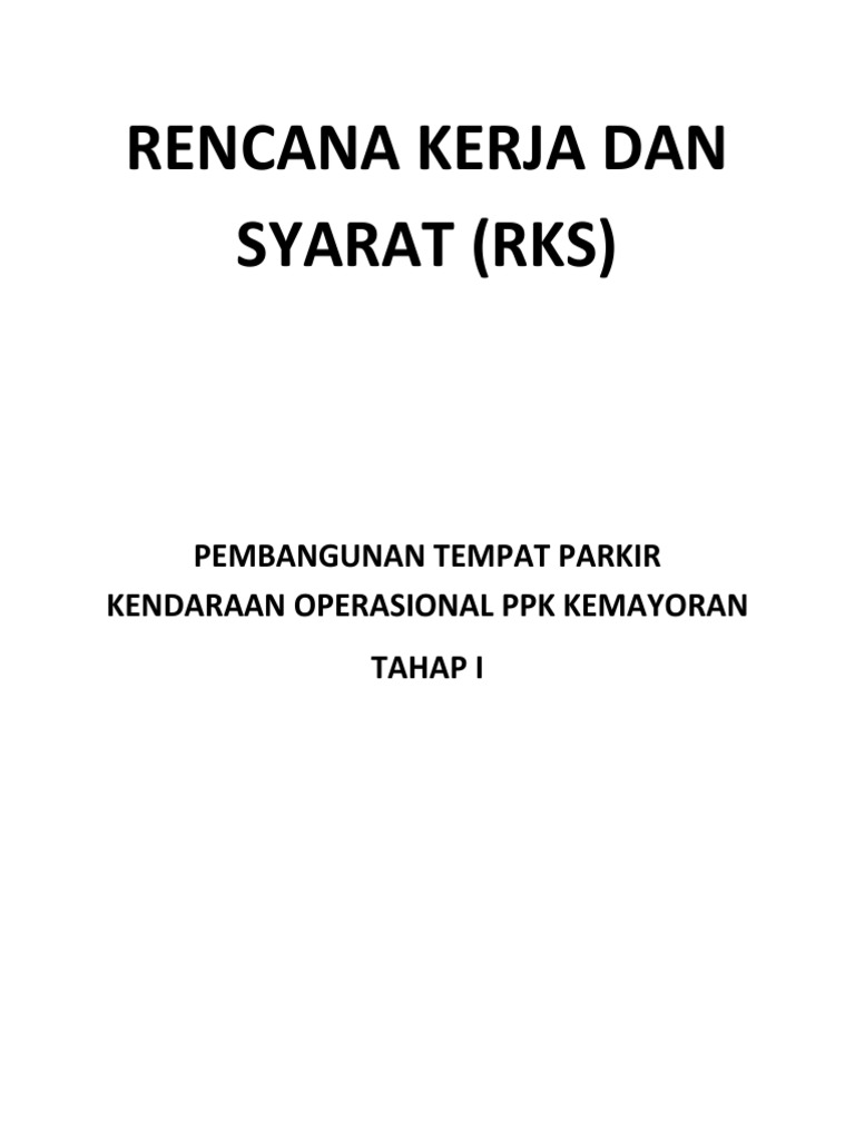 Pembangunan Tempat Parkir Kendaraan Operasional PPKK - RKS | PDF