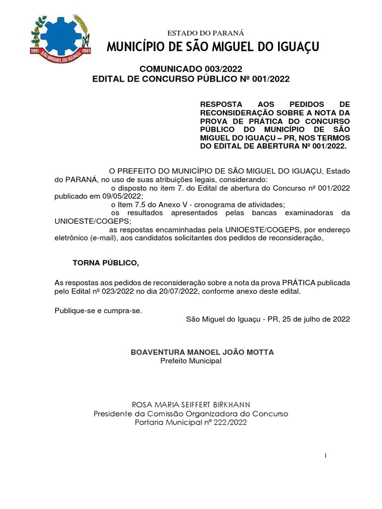 Comunicado 003-2022 - Respostas Aos Recurso Da Prova Prática | PDF | Conhecimento | Bancos de dados