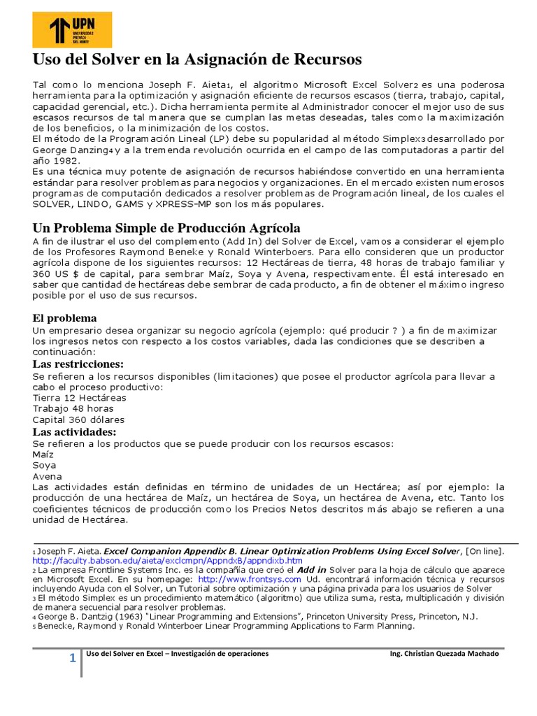 Clase 03 - Uso Del Solver en Excel | PDF | Microsoft Excel | Hoja de cálculo