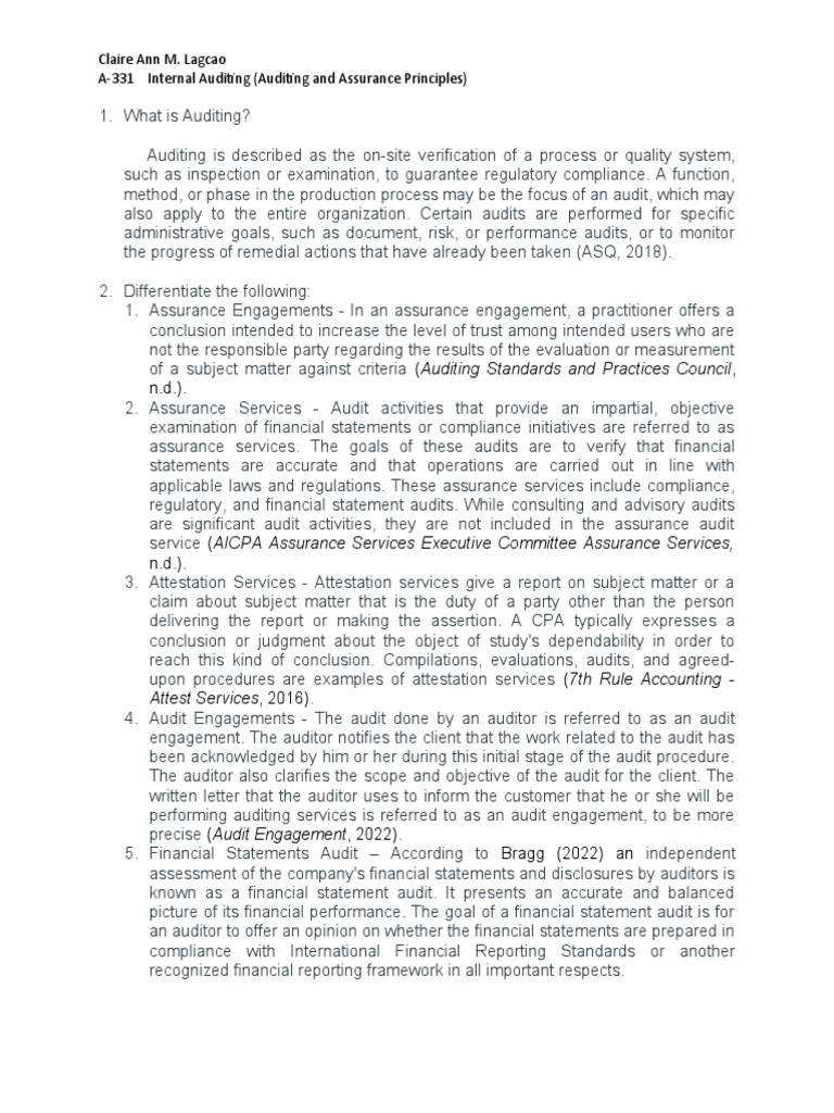 Lagcao Claire Ann 03 Journal | PDF | Financial Audit | Audit