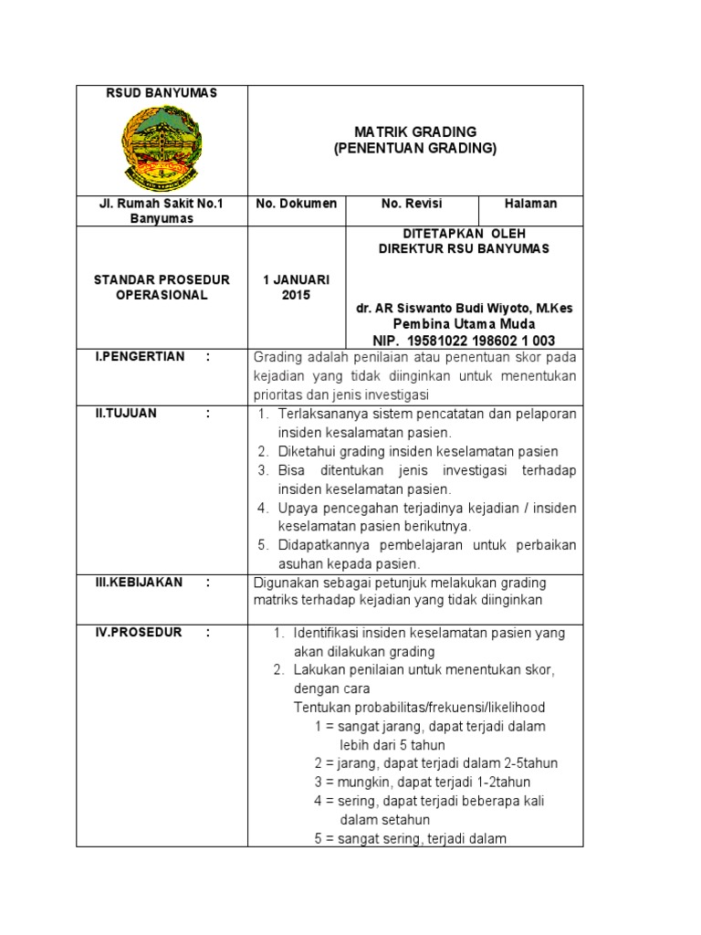 Sop Grading Matriks | PDF