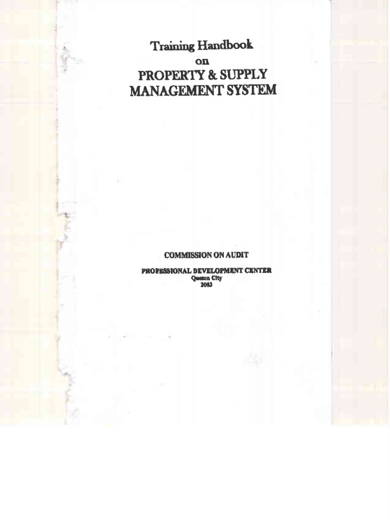 Training Handbook On Property and Supply Management - 2003 | PDF