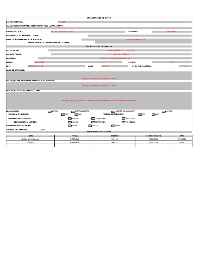 13 - Checklist Ppra - Barcarena | PDF | Drywall | Ultravioleta