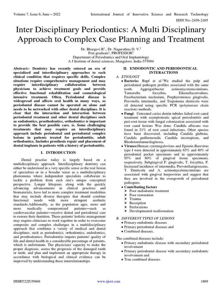 Inter Disciplinary Periodontics A Multi Disciplinary Approach To ...