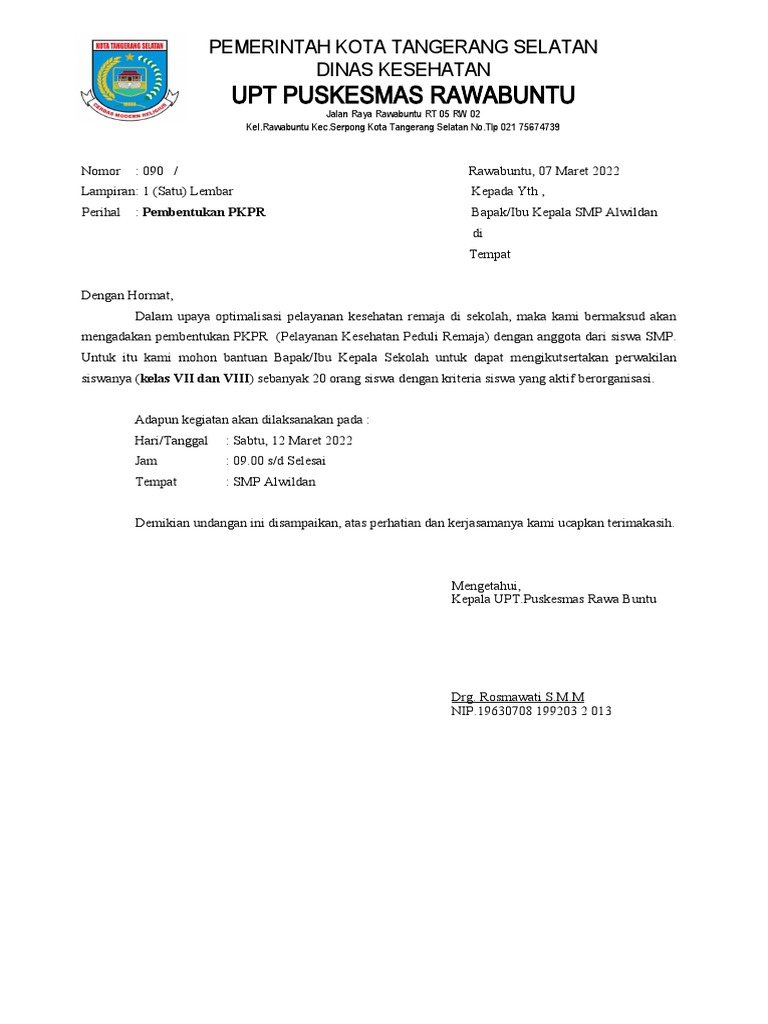 Surat Undangan PKPR | PDF